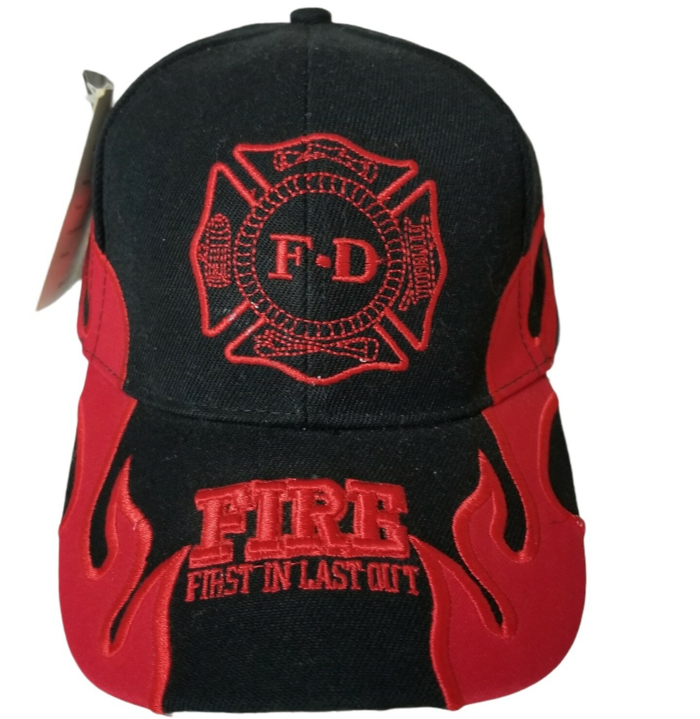 Fire Department First In Last Out Flames Embroidery Adjustable Cap New ...
