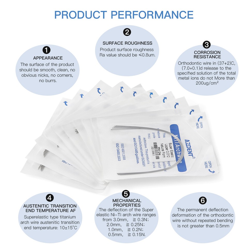 AZDENT Dental Orthodontic Super Elastic Niti Round Arch Wire Ovoid ...