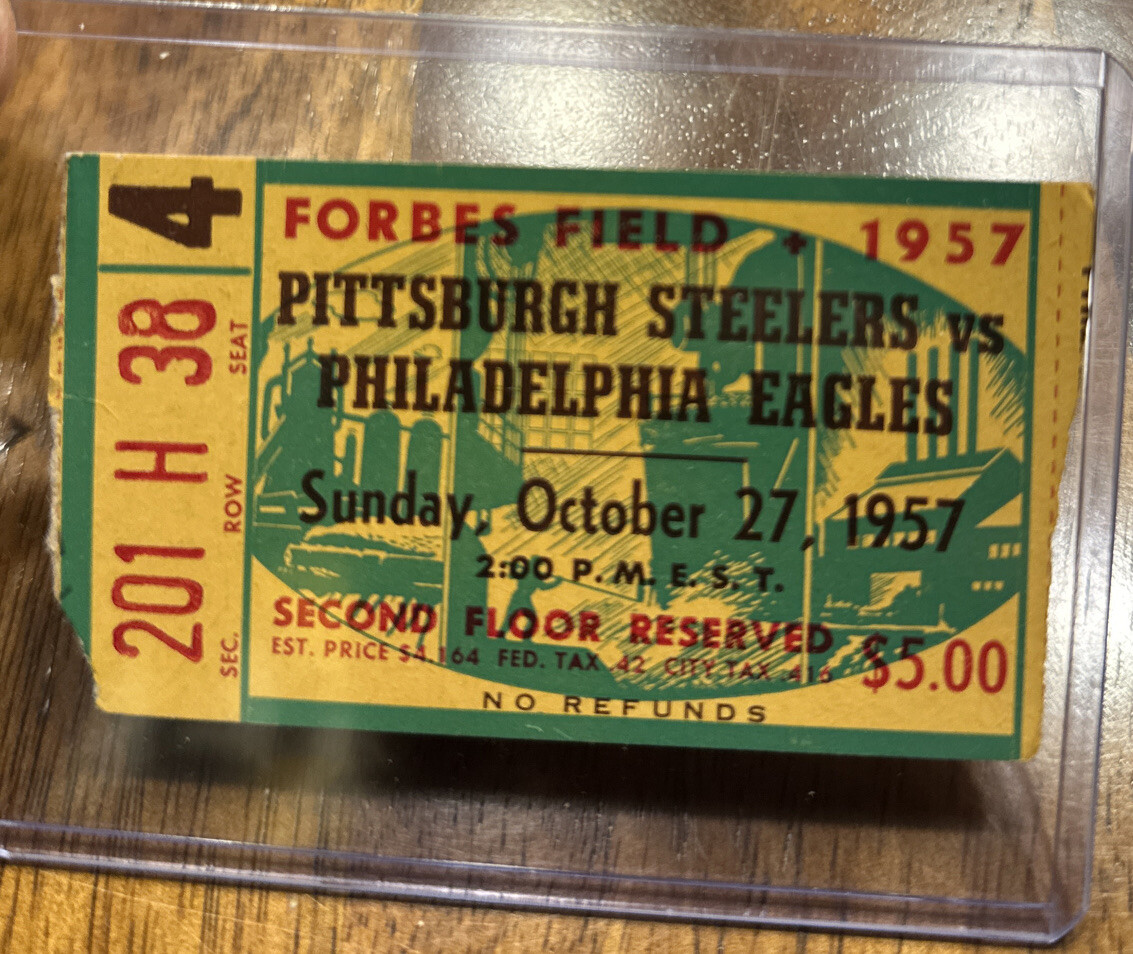 1957 Pittsburgh Steelers NFL ticket stub Philadelphia Eagles Jurgensen ...