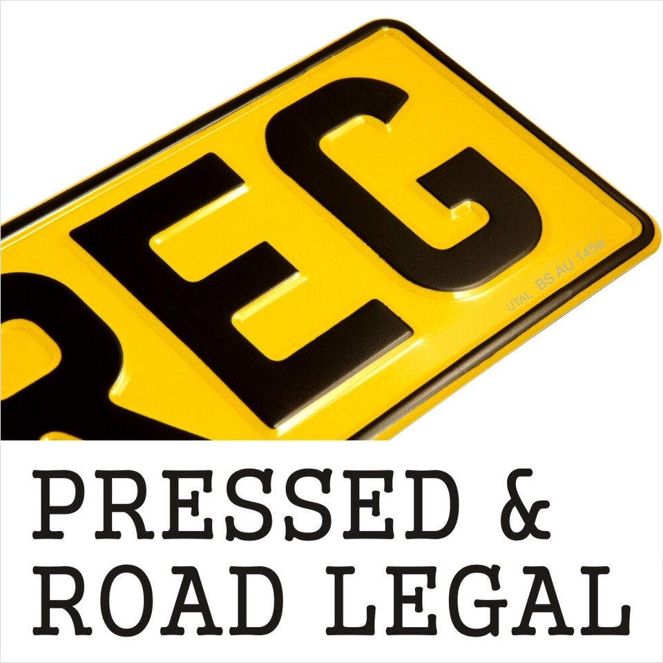 Pair Standard Pressed Number Plates Metal Car MOT Compliant REG Road ...