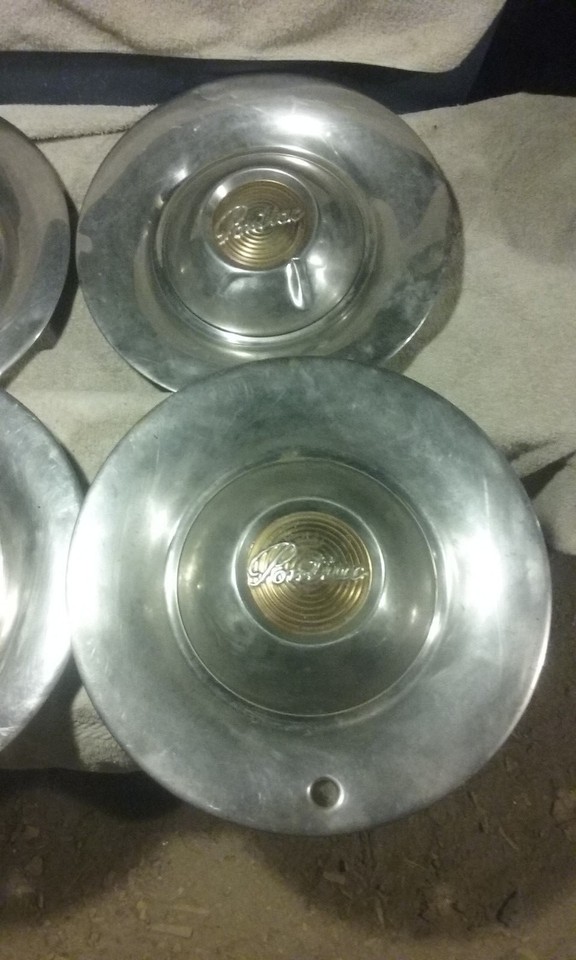 15" Pontiac Wheel Covers Script Vintage Metal Chrome Deluxe Hubcaps OEM ...