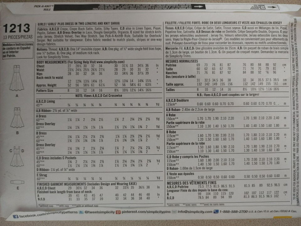 Simplicity Pattern 1213 Girls Plus Special Occassion Dresses Sizes 8-16 | eBay