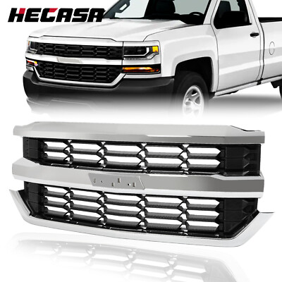 Front Upper Grille Chrome For 2016-2018 2019 Chevrolet Silverado 1500 ...