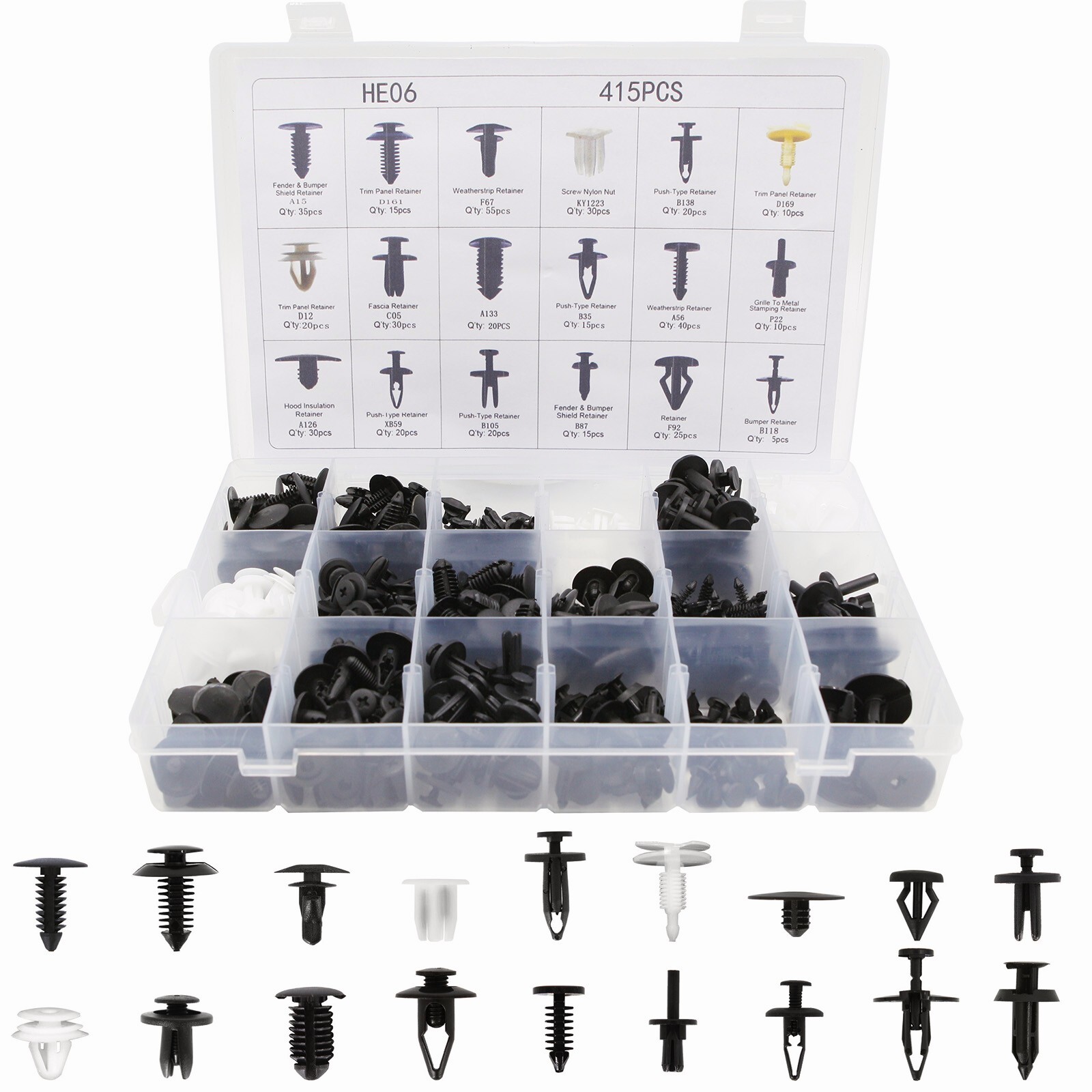 415pcs For Ford Transit Trim Clips Retainer Panel Bumper Fastener Rivet ...