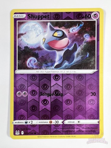 Shuppet 72/196 - Lost Origin - Reverse Holo - Common - Pokemon Card TCG ...