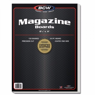 BCW Magazine Backing Boards 100 Archival Storage 8.5x11 Backer Acid ...