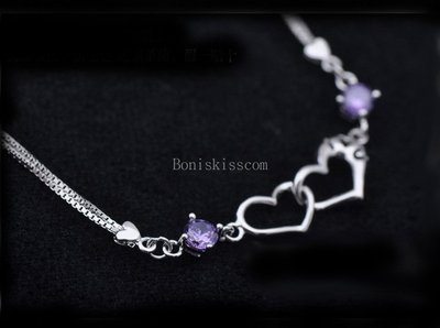 Fashion Double Heart Bracelet Silver Tone Wristband Girls Birthday ...