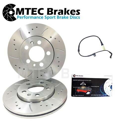 BMW E60 E61 535d 04-11 Front Drilled Grooved Brake Discs Pads & Wear ...