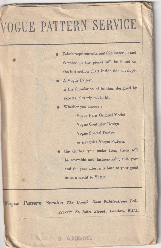 1950 Rare Vogue Sewing Pattern 6969 Blouse Tucked / Plain B34 | eBay