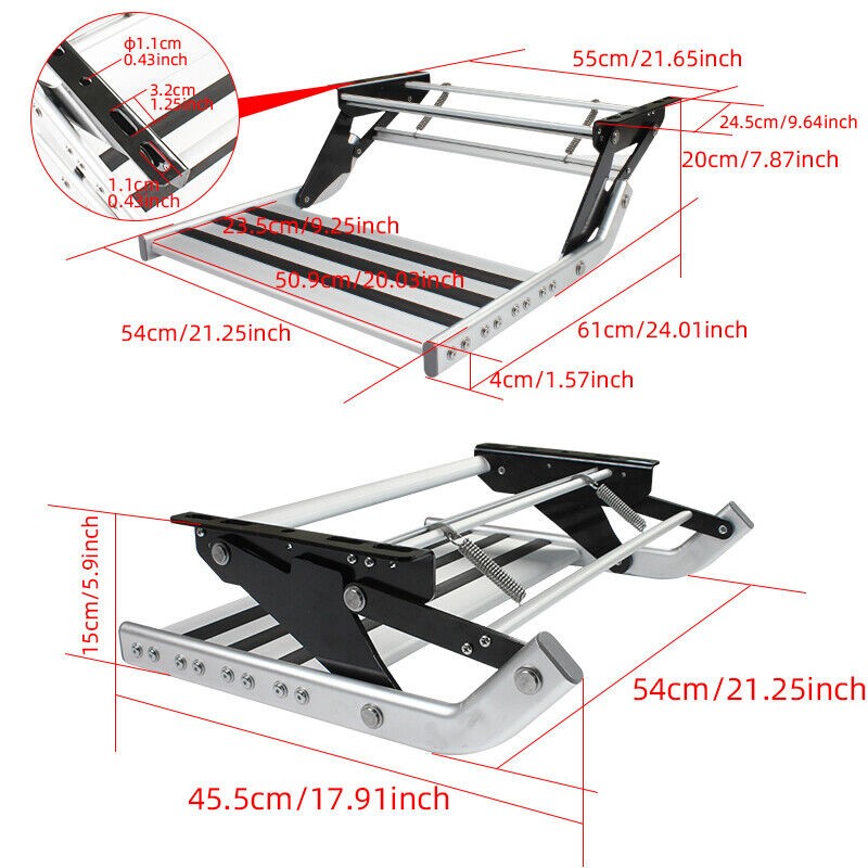 1 Step Pull Out Retractable RV Camper Platform Steps Stair Anti-Slip ...