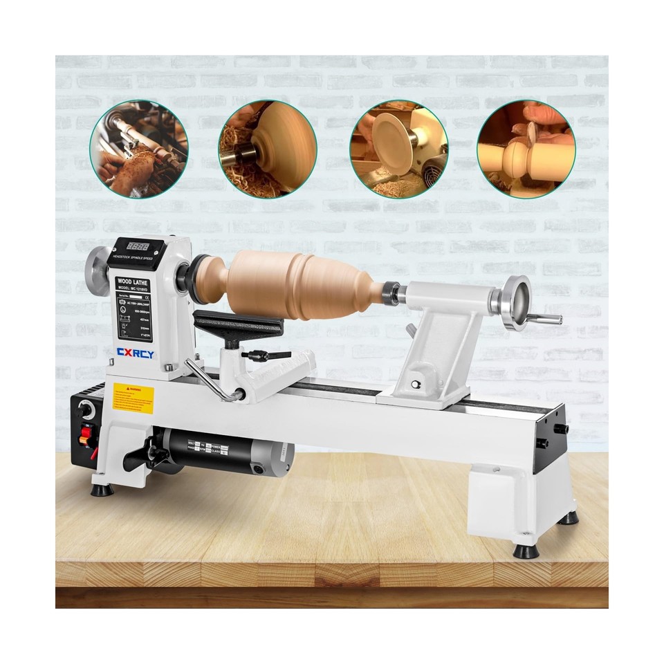 CXRCY 12" x 18" Variable Speed Wood Lathe & 4Inch 4 Jaws Lathe Chuck ...