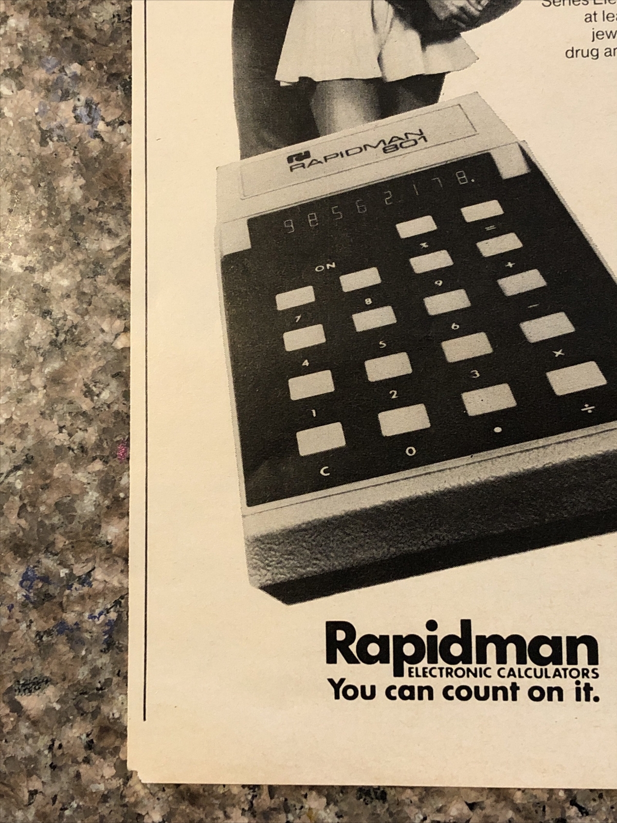 1973 Rapidman 801 Electronic Calculator PRINT AD Gift To Remember VTG ...
