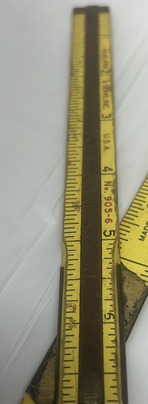 3 VINTAGE WOOD FOLDING RULERS,M.KLEIN 905-6,LUFKIN RED END 066,MASTER ...