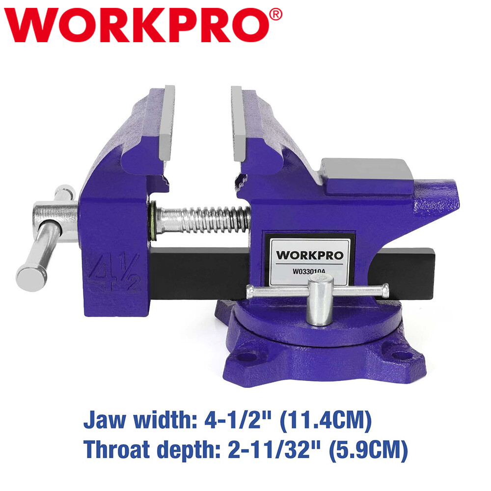 WORKPRO 4-1/2" Bench Vise - Versatile Vice for Workbench, Pipe and Home ...