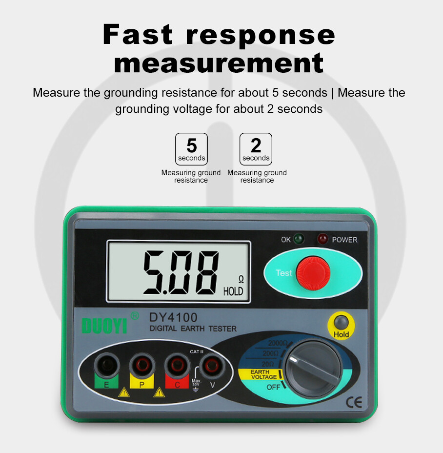 Digital Earth Ground Resistance Test Meter Tester Megohmmeter 0-2000 ...