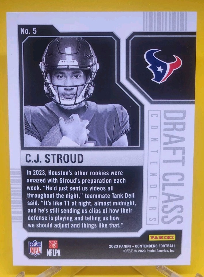 C.J. Stroud 2023 Contenders Football "Draft Class Insert" Rookie Card ...