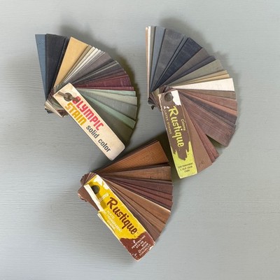 3 Vintage Wood Stain Sample Decks Colony Rustique Olympic Solid Colors | eBay