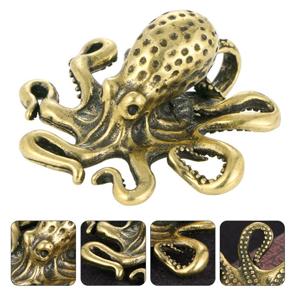 Brass Octopus Ornament Home Desktop Decoration Small Brass Craft ...