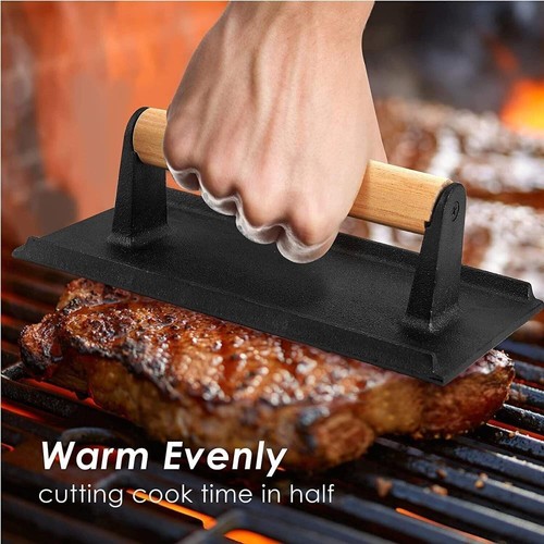 2PCS Cast Iron Grill Press Weight Steak Burger Press Griddles Flattops ...