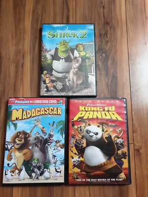DreamWorks DVD Lot Of 3 - Shrek, Kung Fu Panda, Madagascar. Great Gift ...