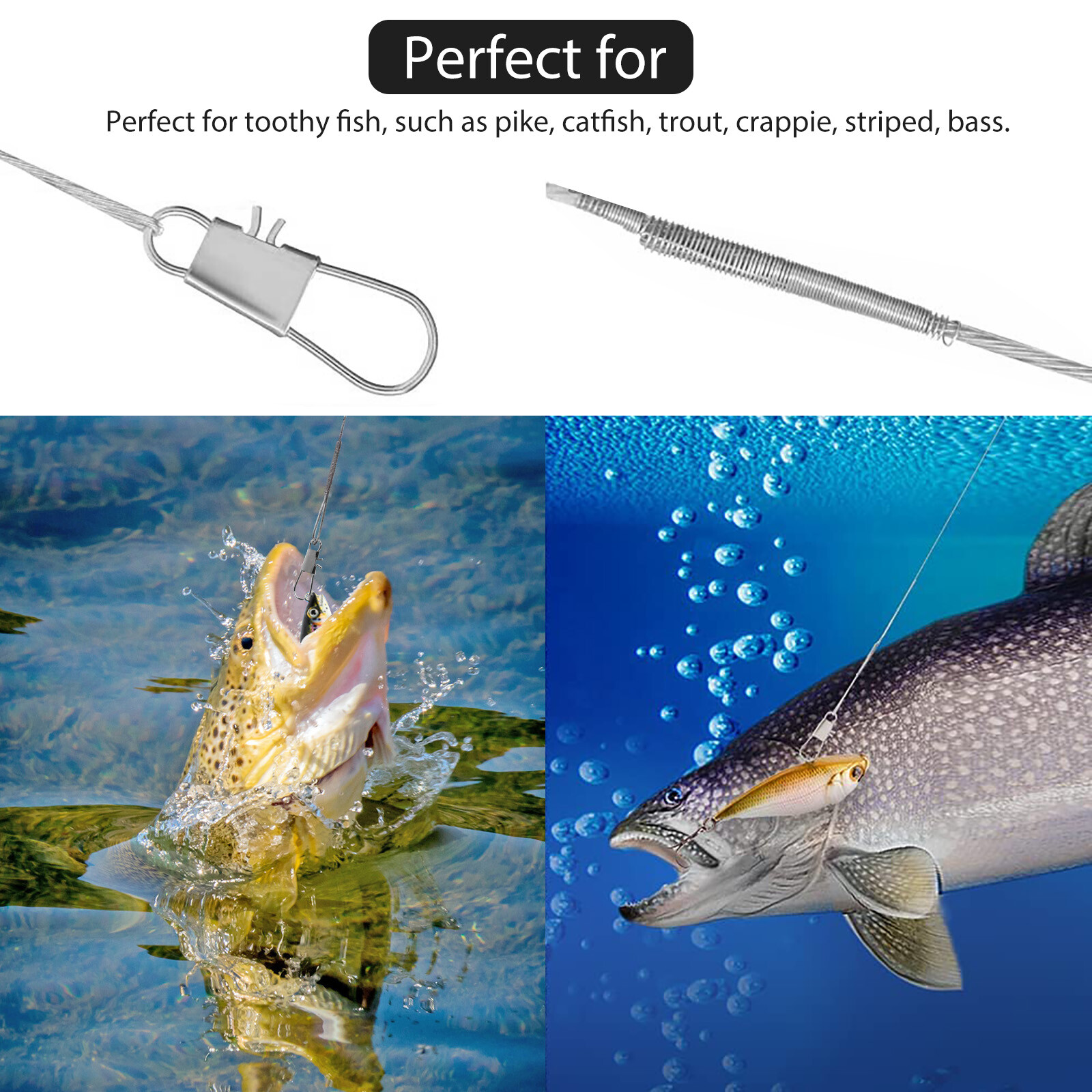 100Pcs Stainless Steel Fishing Line Trace Fish Lure Leader Wire 16/18 ...
