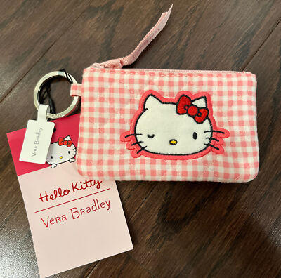NEW Vera Bradley HELLO KITTY GINGHAM Zip ID Case - NWT | eBay
