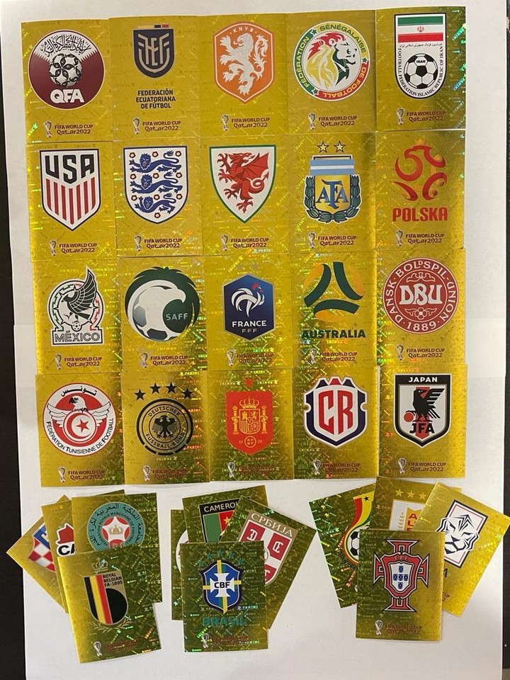 2022 FIFA World Cup Qatar Panini Sticker Gold Foil Team Logos & Symbols ...