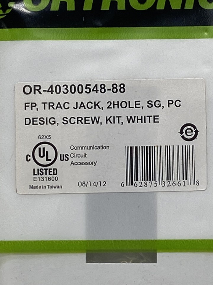 Ortronics OR-40300548-88 TracJack Faceplate 2 Hole Single Gang White ...