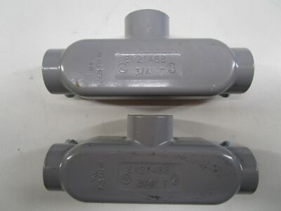 *Lot of 2* E121488 3/4" Threaded T Conduit Body, VOL. 7.3 CU IN. - NEW ...