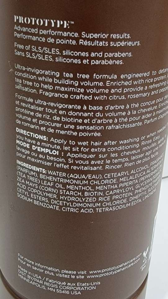 PROTOTYPE Tea Tree Daily Conditioner replenish detangler voluminizing ...