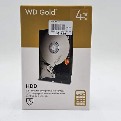 New WD Gold 4TB Hard Drive 7200 RPM Class SATA 6 Gb/s 128MB 3.5 ...