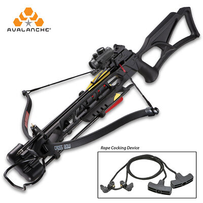 175 lb Black Hunting Crossbow Archery Bow + 4 Arrows + Stringer + Wax ...