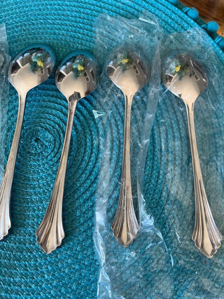Oneida Stainless Flatware Clarette 6 New Soup Spoons | eBay