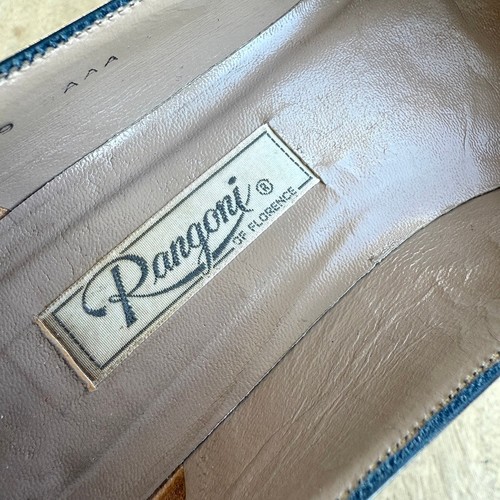Rangoni Florence Leather Navy with Black Cap Toe Pumps 9 Vintage Italy ...