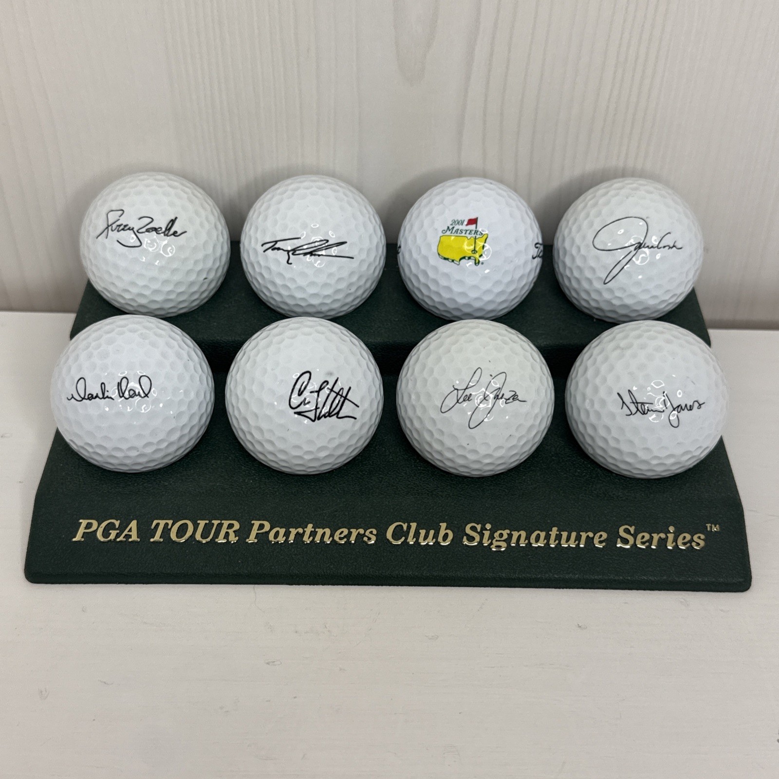 Vintage PGA Tour Partners Club Ball Display, 7 Signature Balls, 1 2001 ...