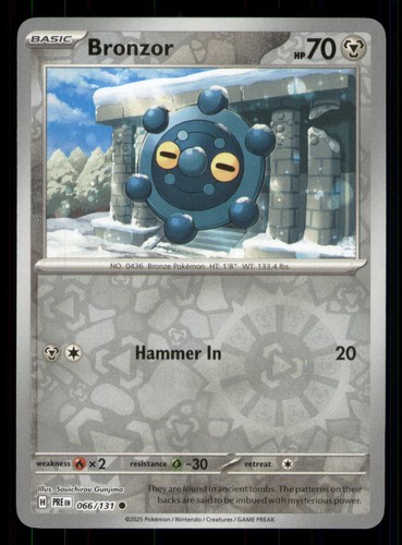 Bronzor SV: Prismatic Evolutions #066/131 Common Reverse Holo Pokemon ...