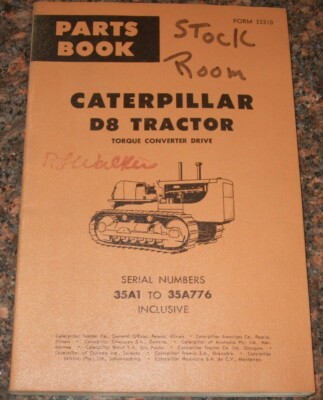 CAT CATERPILLAR D8 TRACTOR DOZER BULLDOZER PARTS BOOK MANUAL S/N 35A1 ...