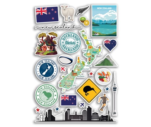 A4 Sticker Sheet New Zealand Vinyl Stickers - NZ Holiday Landmarks ...