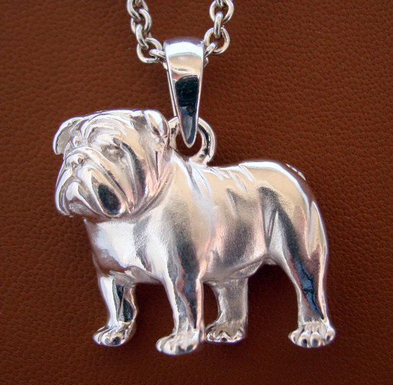 Large Sterling Silver Bulldog English Bulldog Standing Study Pendant | eBay