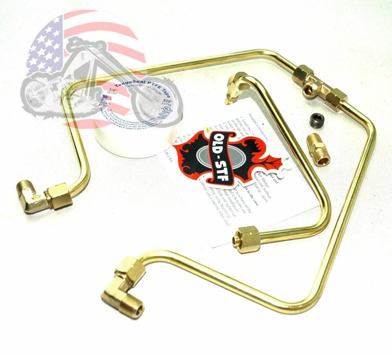 Old-Stf Brass Split Rocker Box Oil Hard Lines Harley Shovelhead Engines ...