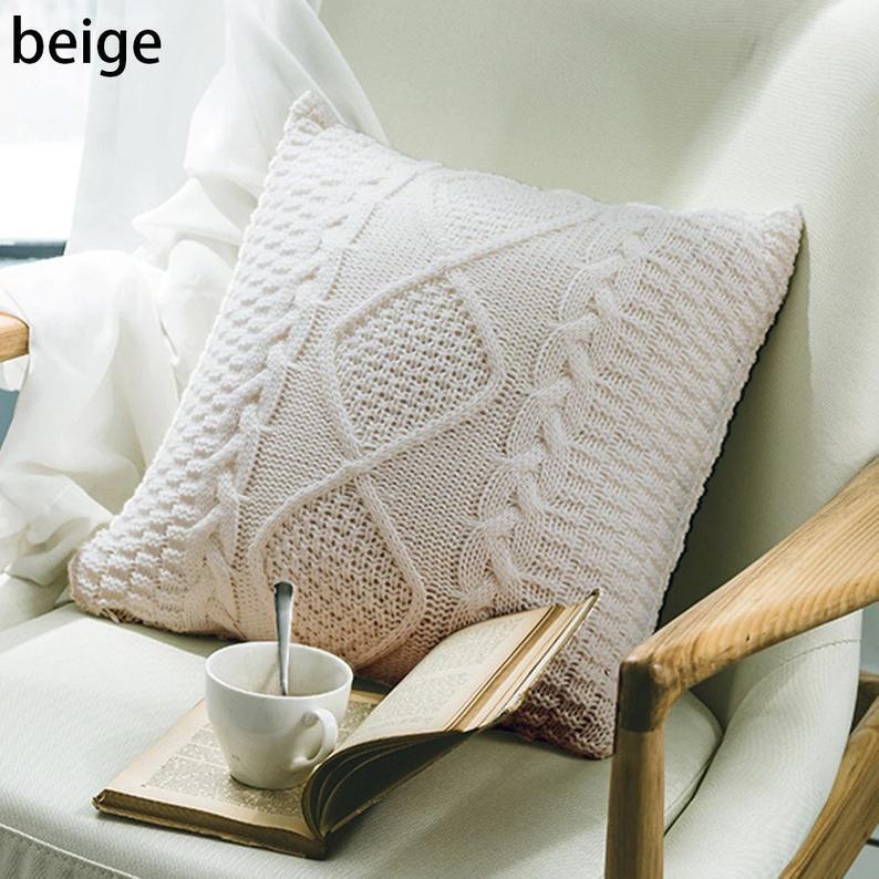 Soft Knitted Cushion Pillow Case Pillows Covers Sofa Bed Office Throw ...