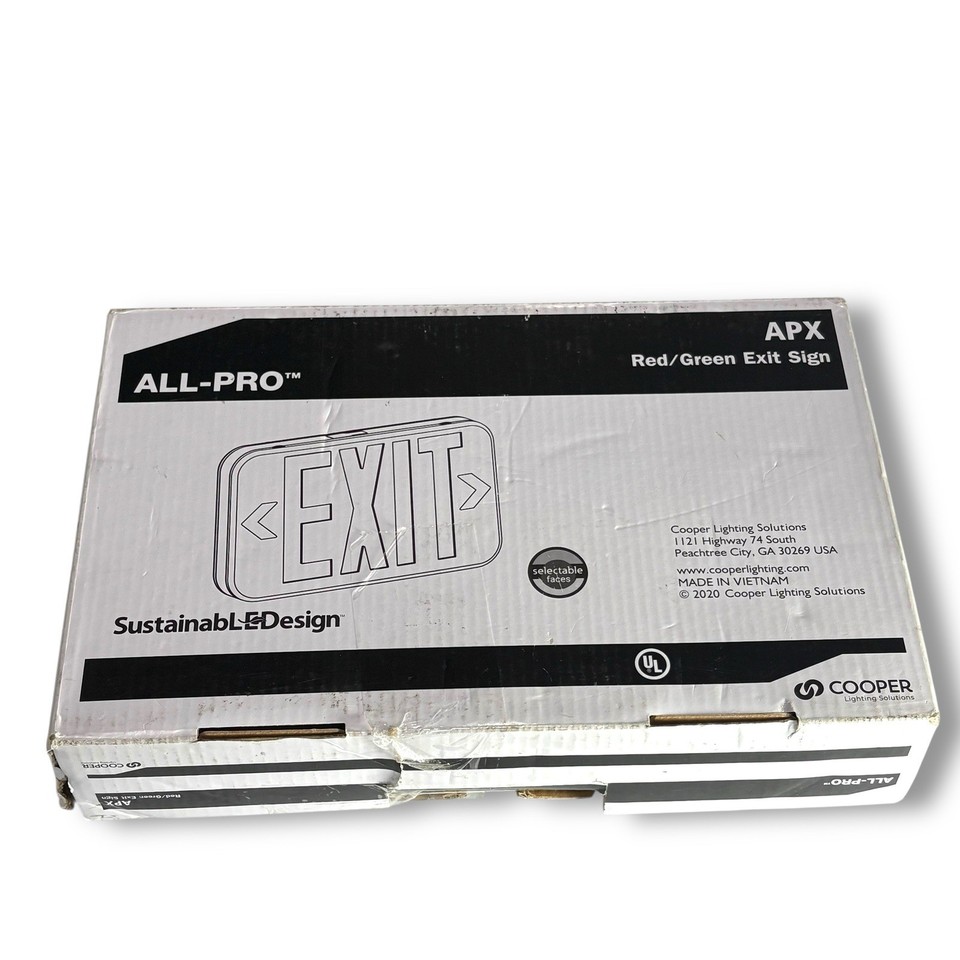 Exit Sign LED APX7RG Red/Green Letters 120/277V Cooper Lighting All-Pro ...