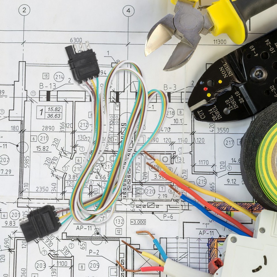 Trailer Wiring Kit Trailer Light Plug 4 Pin Connector Universal Wire ...