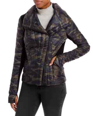 Blanc Noir Womens Down Motion Panel Camouflage Puffer Jacket Camo Black ...