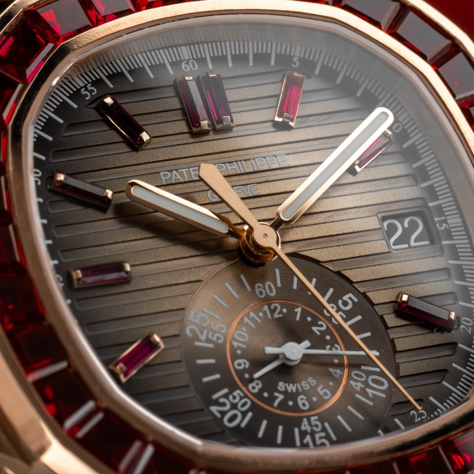 Patek Philippe Nautilus Rose Gold Brown Dial Ruby 5980/12R Rare ...