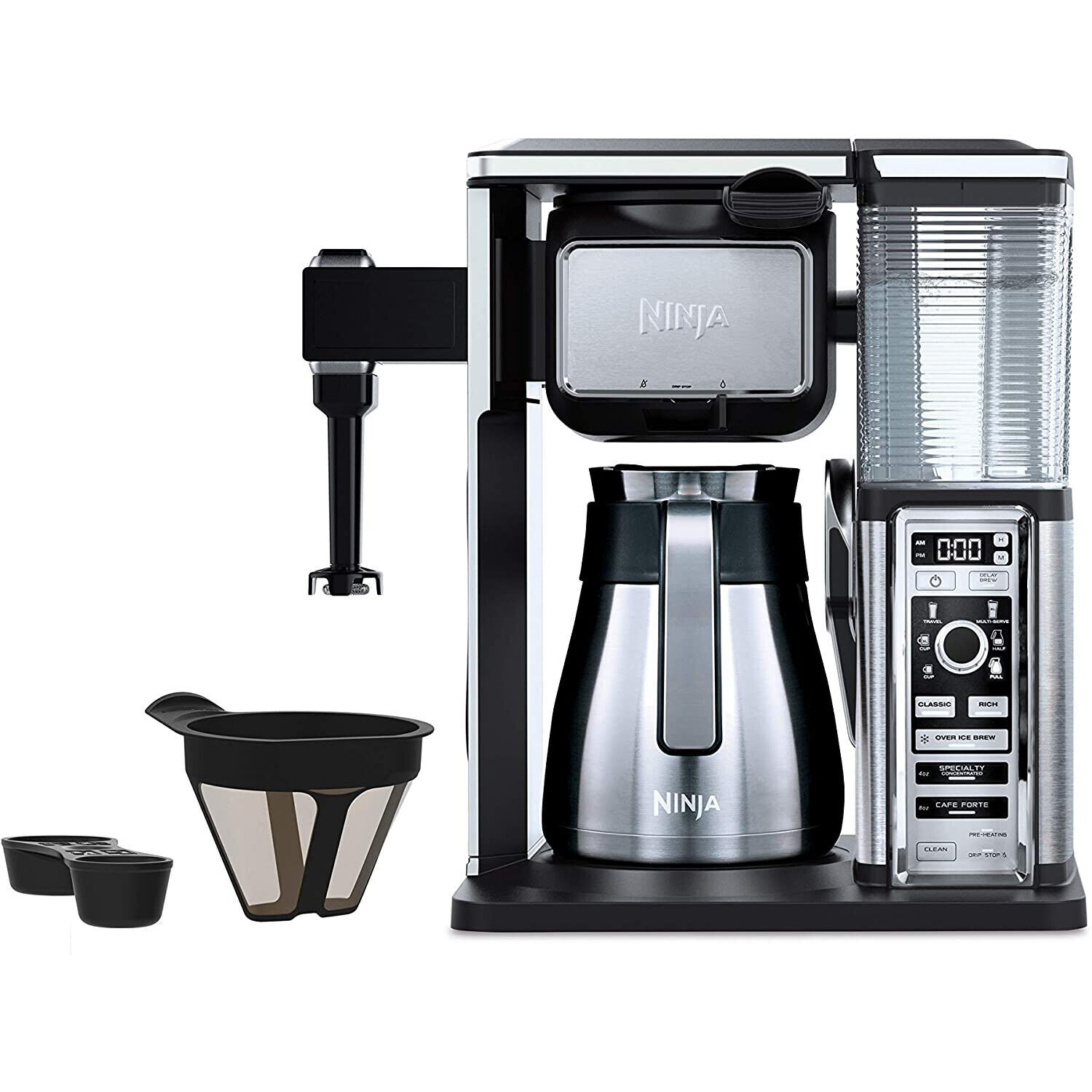 Ninja CF097 10-Cup Coffee Bar System with Thermal Carafe - Black/Silver ...