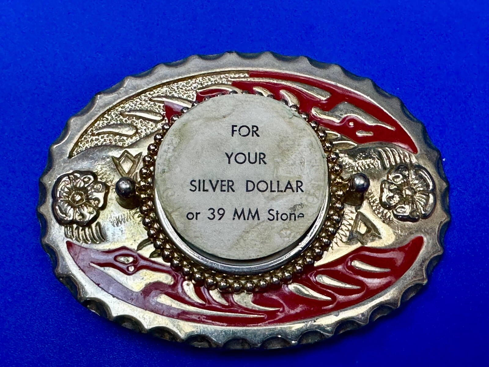 Blank Coin Collectors Gold & Red Color Belt Buckle Mo… - Gem