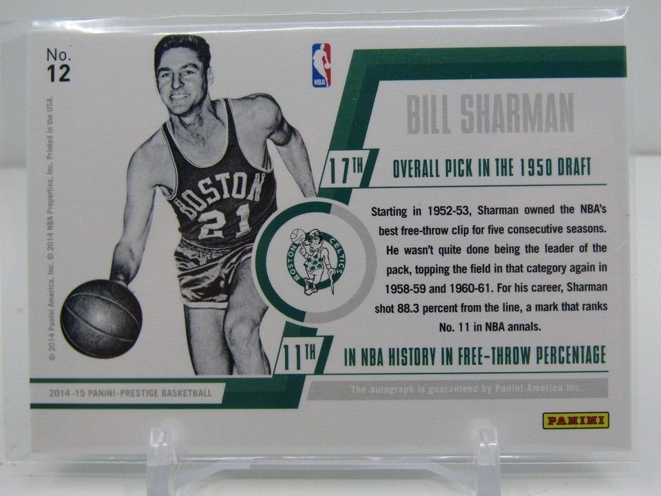 BILL SHARMAN 2014-15 PRESTIGE BONUS SHOTS AUTOGRAPH AUTO #08/15 ...