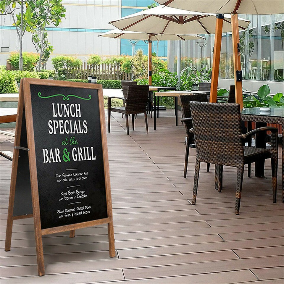 Large Folding Business Cafe Shop Blackboard A Frame Wood Chalkboard ...