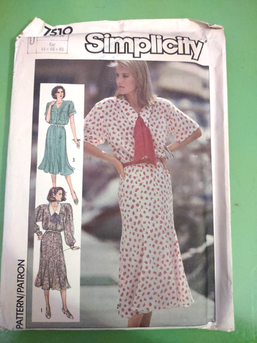 Simplicity 7510 Misses Oversized Blouse &Gored Skirt Pattern Sz 16-20 ...